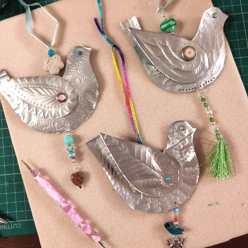 Hand Embossed Tin Bird Decorations | Jolly Super Things